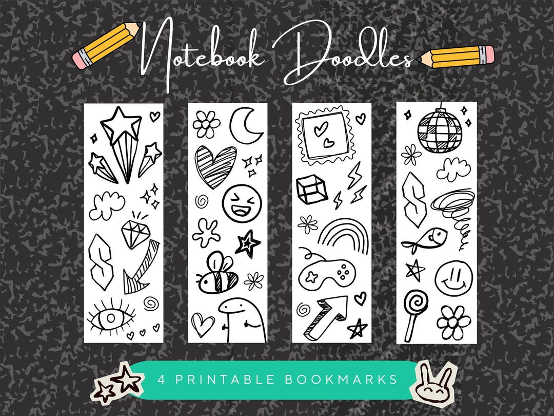Notebook Doodles Coloring Bookmarks | Nostalgic, Relaxing (printable ...