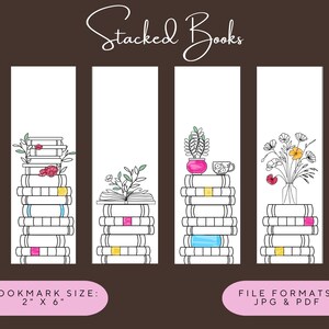 Stacked Books Coloring Bookmarks | Book Tracker (printable) - Etsy