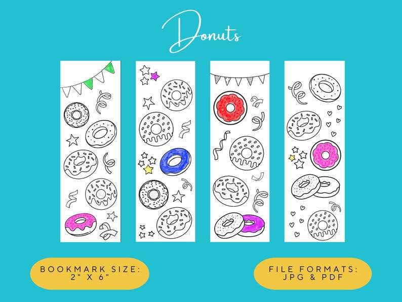 Donuts Coloring Bookmarks | Sweet Treats (printable) - Etsy