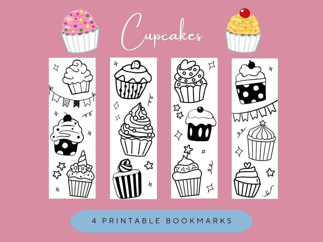 Cupcake Coloring Bookmarks | Birthday Party (printable) - Etsy