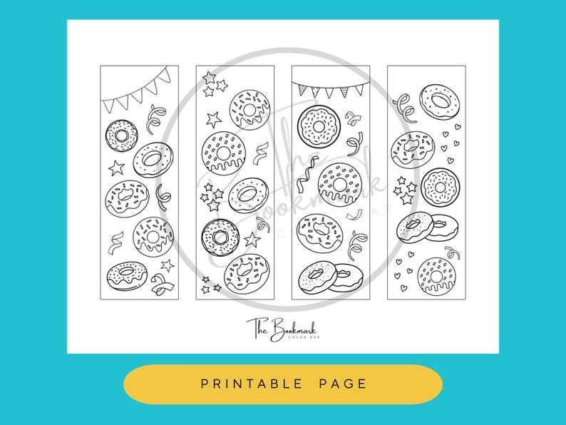 Donuts Coloring Bookmarks | Sweet Treats (printable) - Etsy