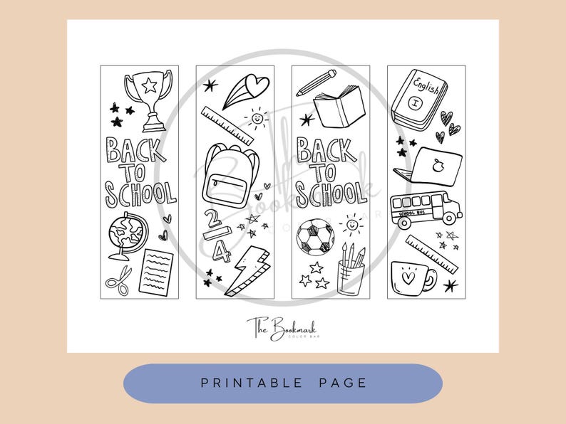 Back to School Coloring Bookmarks | Books, School Supplies (printable ...