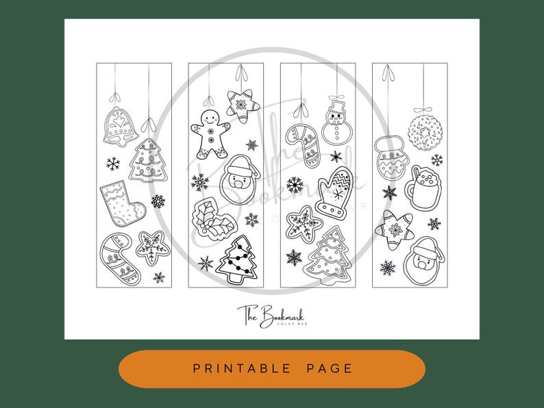 Christmas Cookies Coloring Bookmarks | Festive Holiday Designs ...
