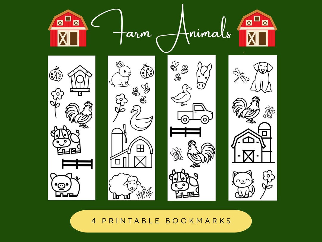Farm Animals | Coloring Bookmarks, Cute Farm Animals Coloring Bookmarks ...