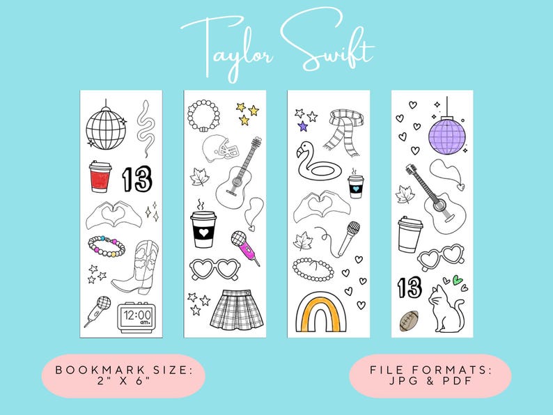 Taylor Swift | Coloring Bookmarks, Swiftie Coloring Bookmarks ...