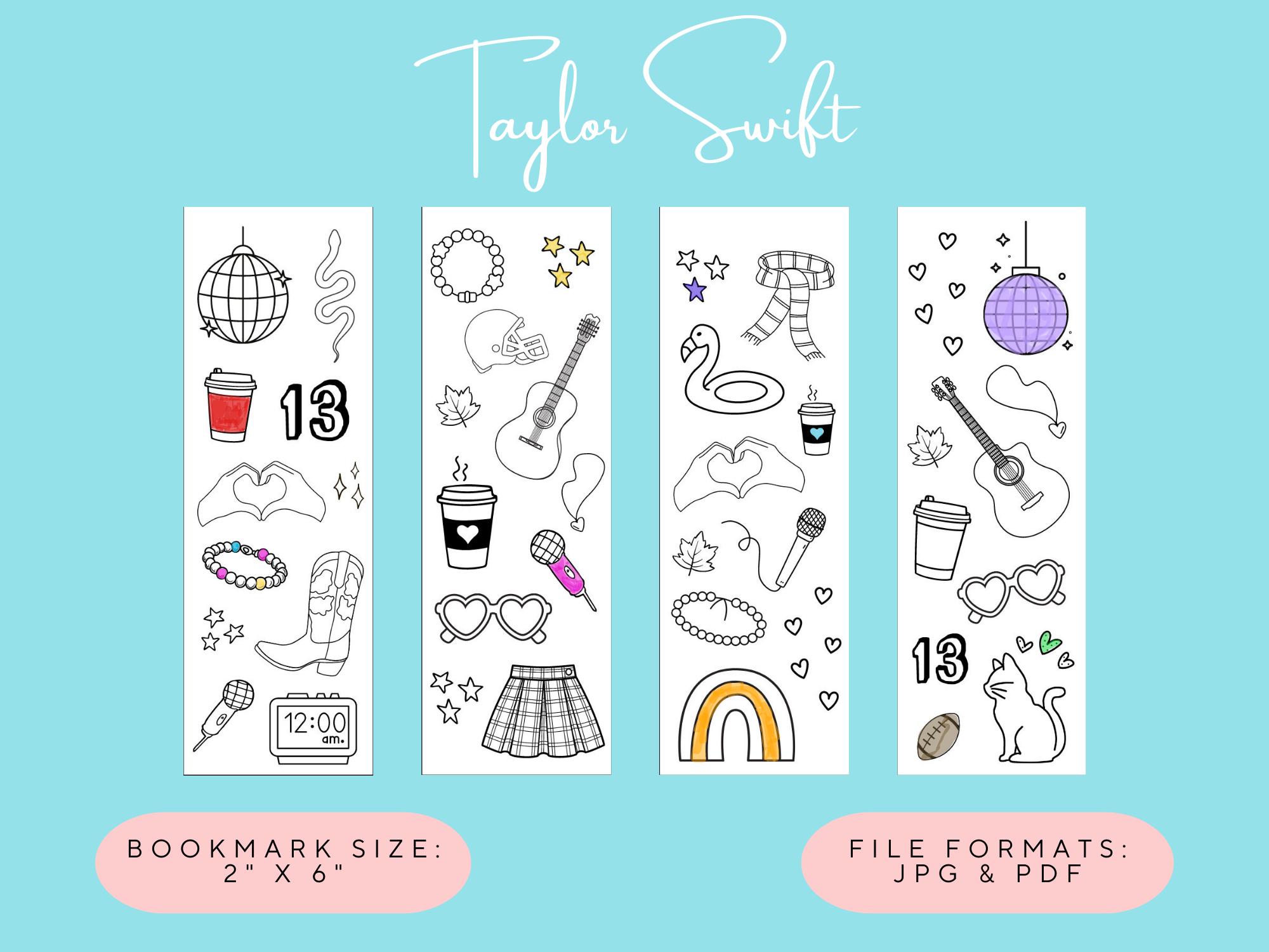 Taylor Swift Coloring Bookmarks | Eras Tour Party Favors (printable) - Etsy