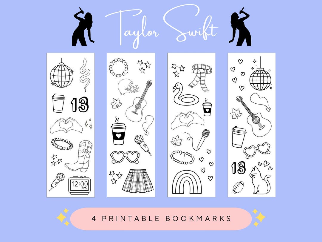 Taylor Swift Coloring Bookmarks | Eras Tour Party Favors (printable) - Etsy