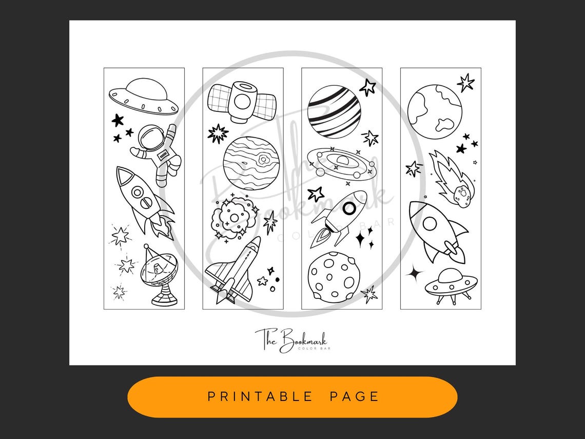 Outer Space Coloring Bookmarks | Rocket Ship Theme (printable) - Etsy