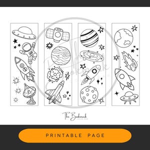 Outer Space Coloring Bookmarks | Rocket Ship Theme (printable) - Etsy