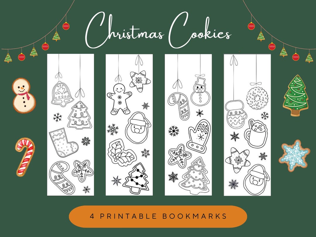 Christmas Cookies Coloring Bookmarks | Festive Holiday Designs ...