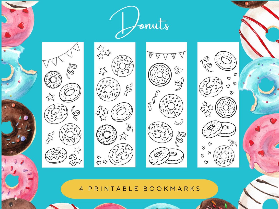 Donuts Coloring Bookmarks | Sweet Treats (printable) - Etsy