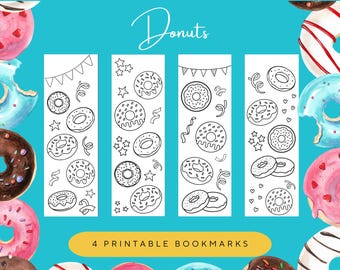 Donuts Coloring Bookmarks | Sweet Treats (printable) - Etsy