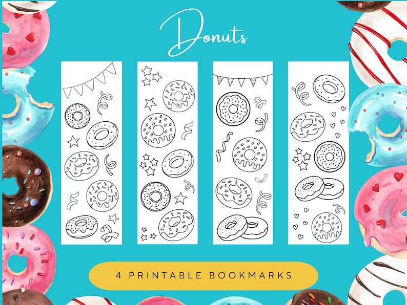 Donuts Coloring Bookmarks | Sweet Treats (printable) - Etsy