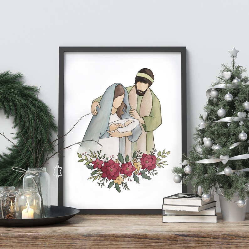 Nativity Christmas Watercolor Print - Etsy