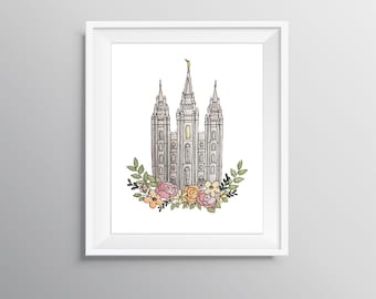 Salt Lake City Temple Wall Art, LDS Art, 11x14, 8x10 Print, Artwork ...