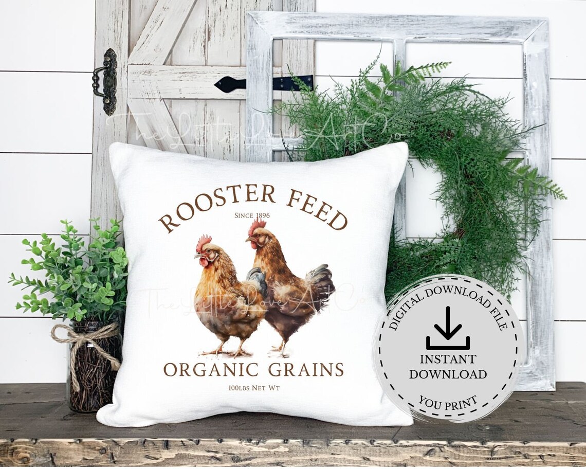 Rooster Feed Chicken Sign Design, Farmhouse Decor, Printable, PNG ...