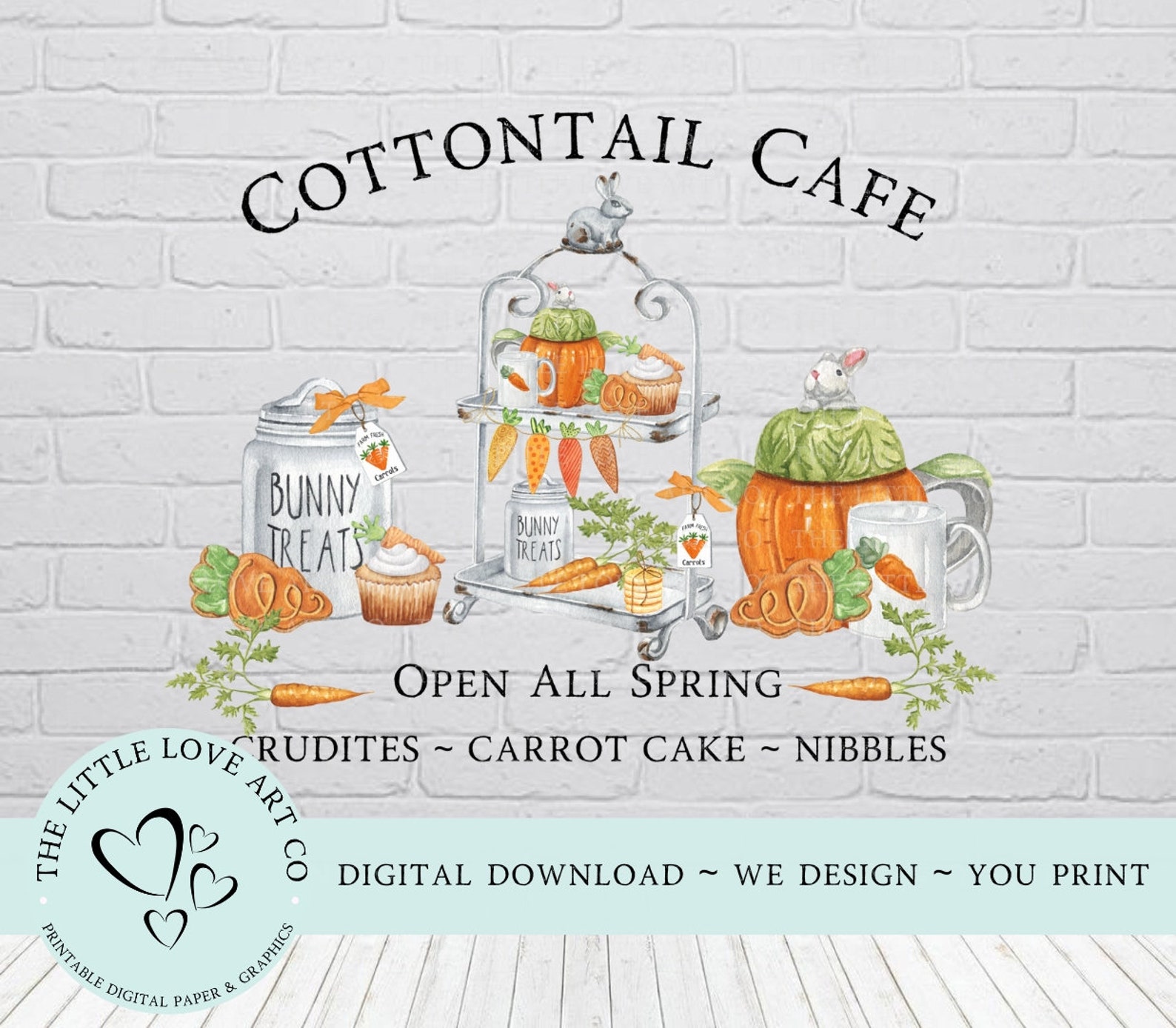 Rustic Cottontail Cafe Sign, Easter Bunny Carrot Cafe Sign Design ...