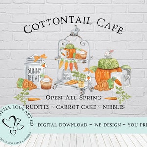 Rustic Cottontail Cafe Sign, Easter Bunny Carrot Cafe Sign Design ...
