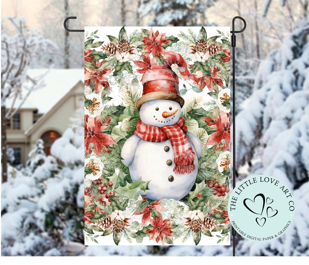 Snowman Flag Sublimation Design, Holidays Yard Flag, Christmas Decor ...