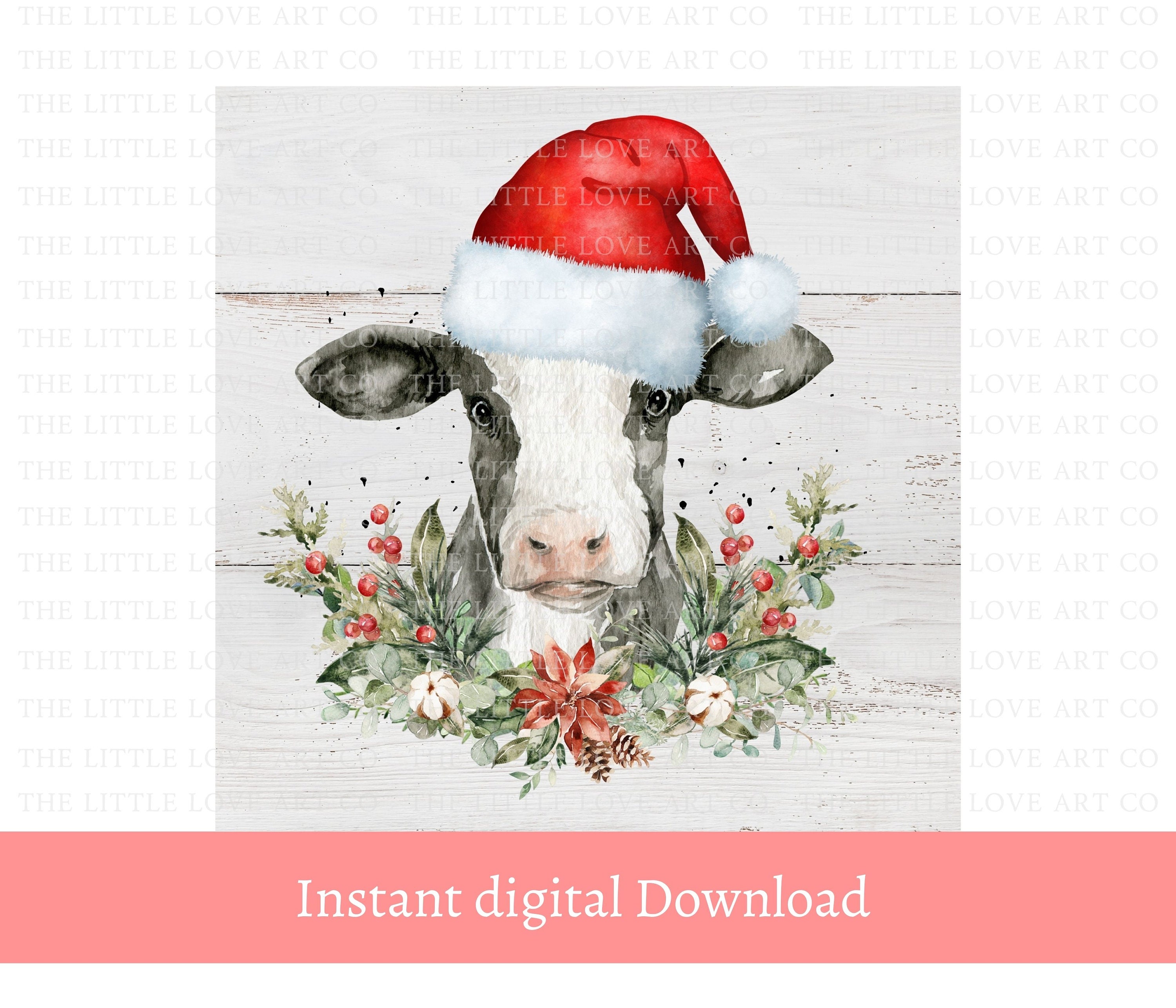 Santa Calf Design Farmhouse Christmas Decor Cow Sign | Etsy
