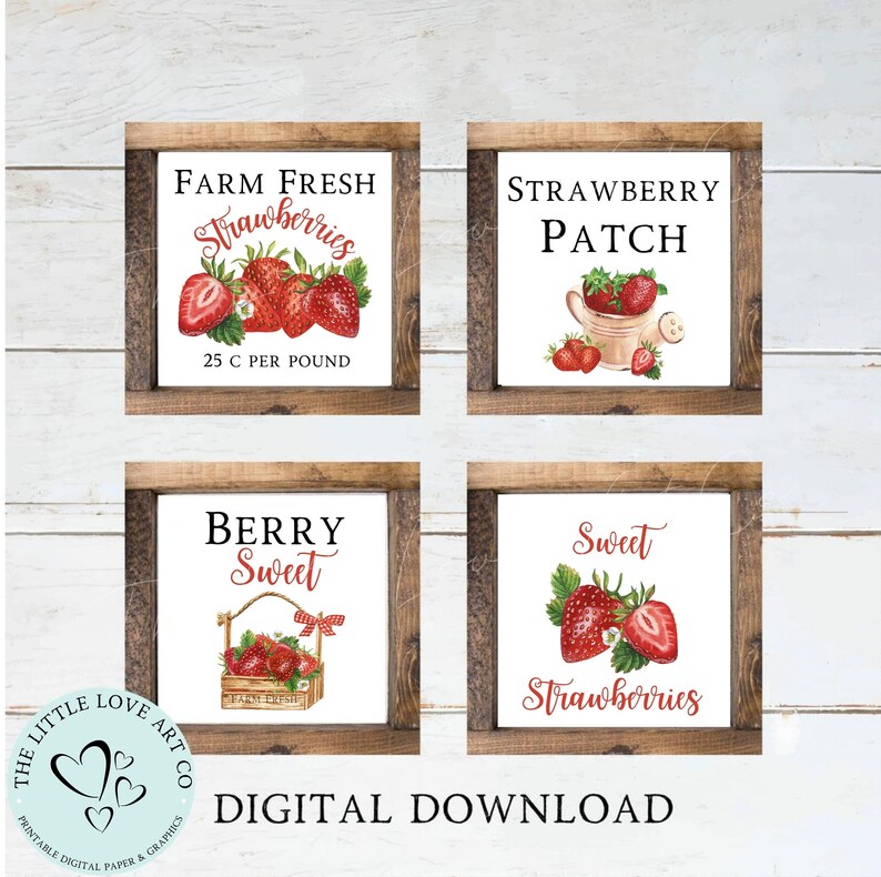 Strawberries Mini Tiered Tray Sign Designs, Summer Decor, Summer Mini ...