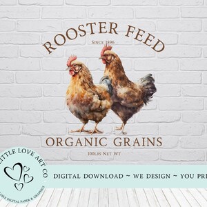 Rooster Feed Chicken Sign Design, Farmhouse Decor, Printable, PNG ...