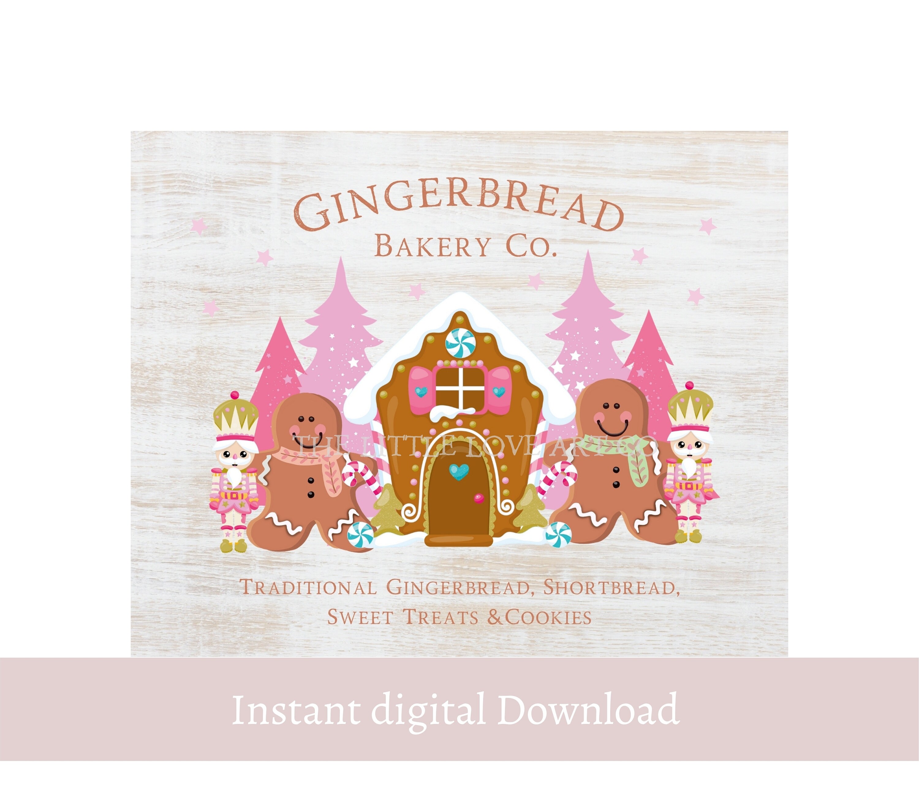 Pink Gingerbread Bakery Christmas Sign Christmas Gingerbread | Etsy