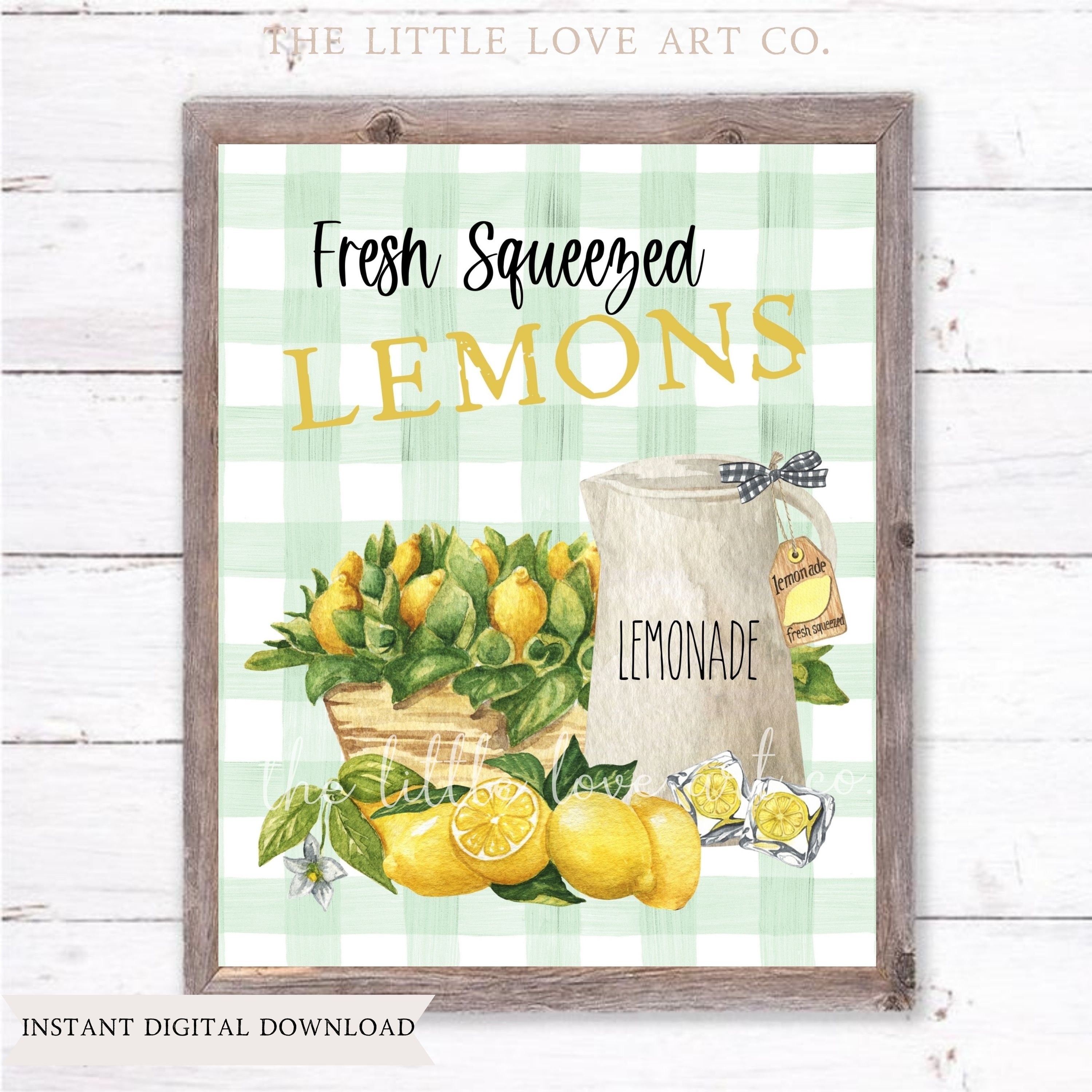 Fresh Squeezed Lemons, Lemon Kitchen Sign, Spring Decor, PNG, Printable ...