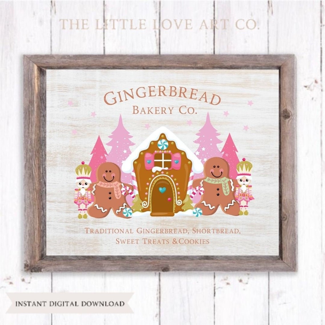 Pink Gingerbread Bakery Christmas Sign Christmas Gingerbread | Etsy