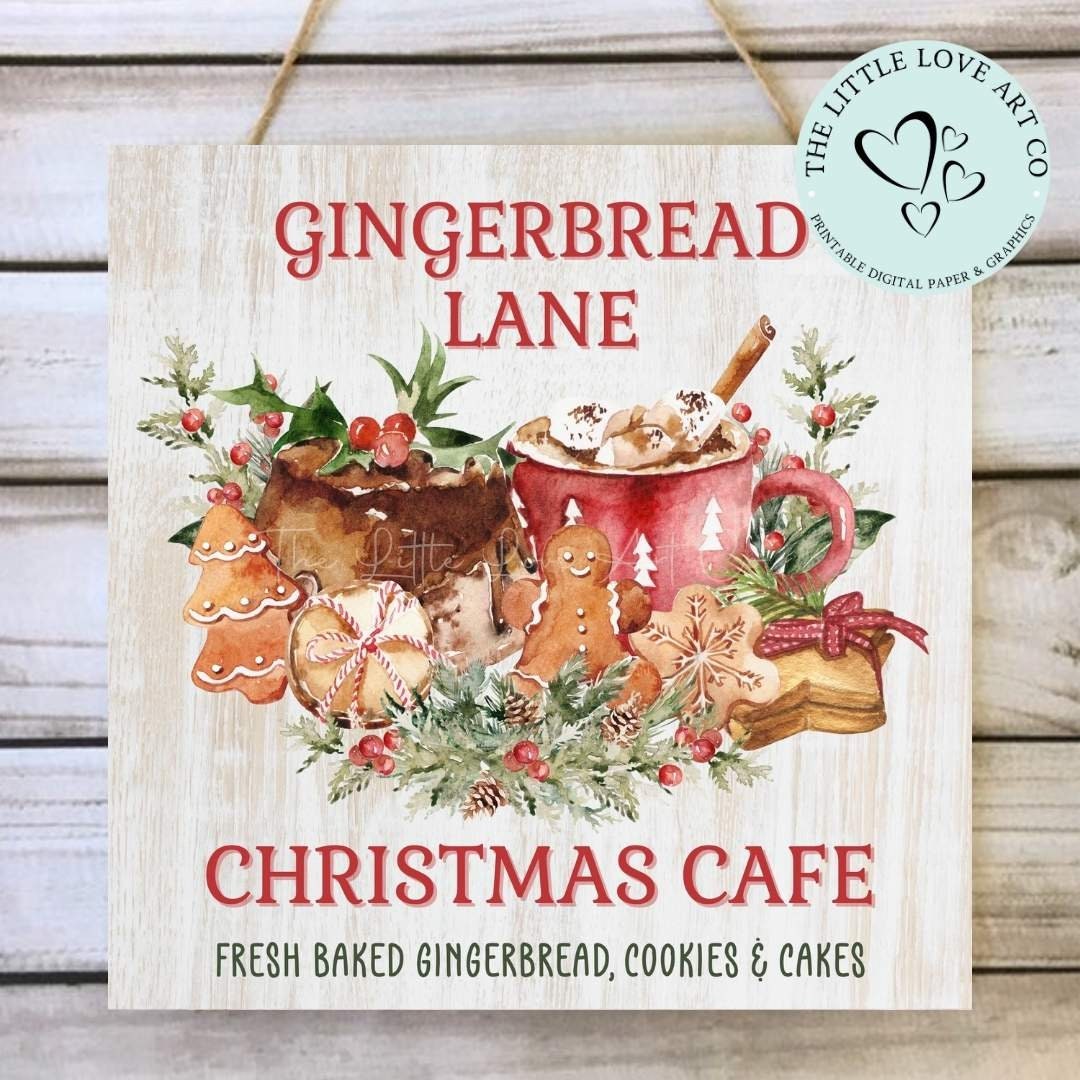 Rustic Gingerbread Cafe Christmas Sign Christmas Gingerbread | Etsy