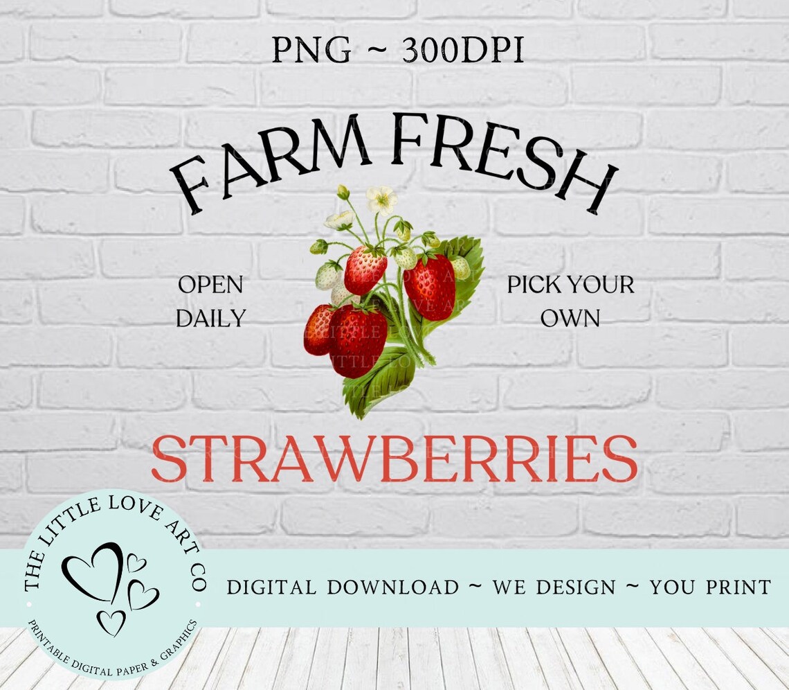 Farm Fresh Strawberries Design, PNG, Strawberry Patch, Farmers Market ...
