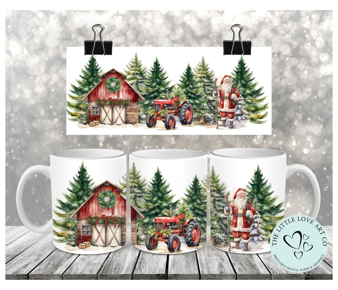11oz Mug Wrap Christmas on the Farm Design - Christmas Sublimation ...