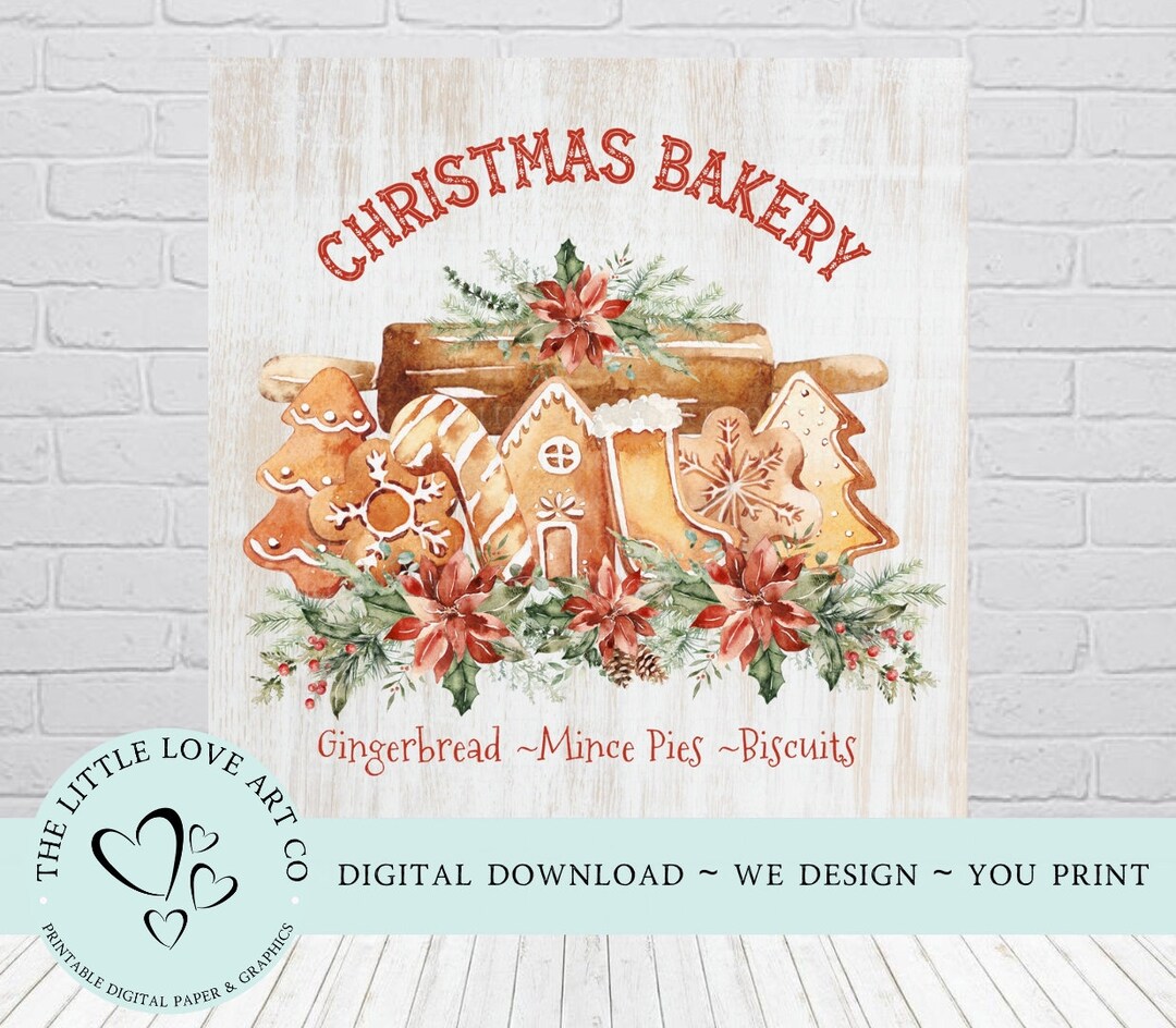 Christmas Bakery Sign Design, Christmas Gingerbread Design, Tiered Tray ...