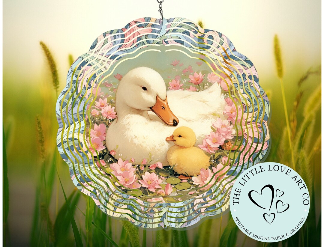 Vintage Duck Wind Spinner Sublimation Design, Duck & Duckling, Spring ...