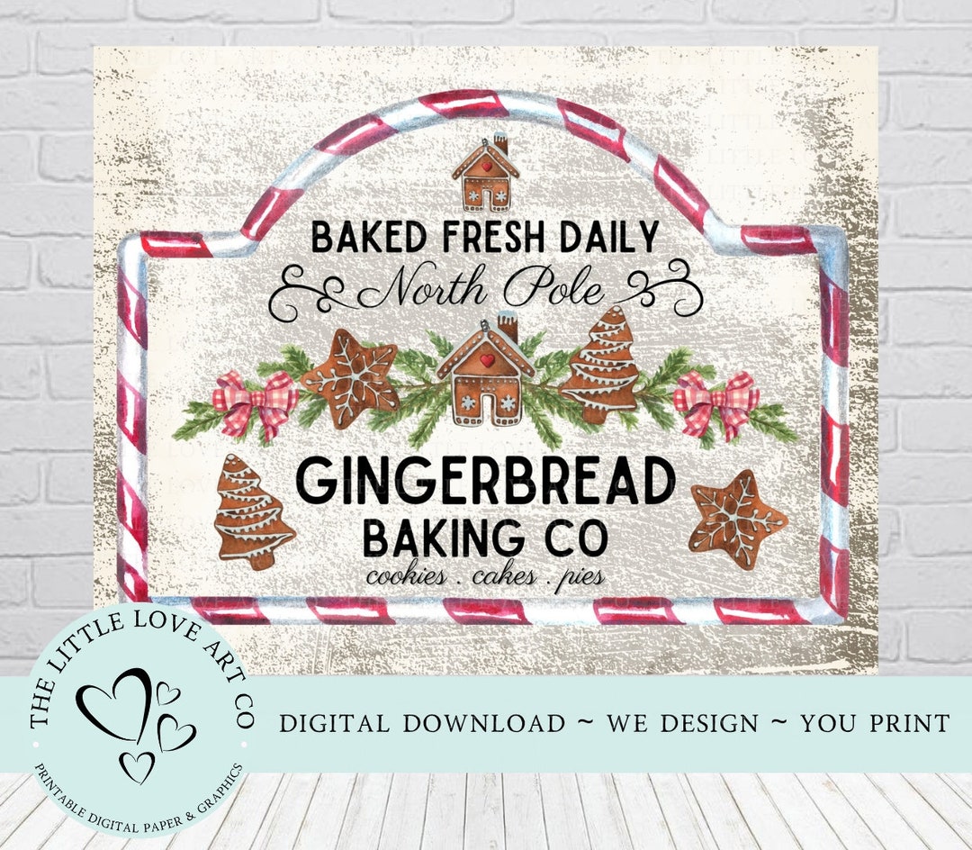Rustic Gingerbread Baking Co Sign, Christmas Gingerbread Cookies Sign ...