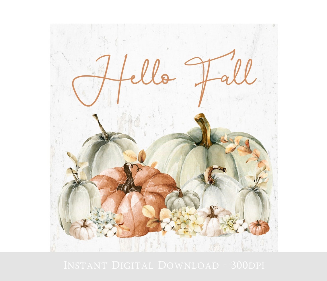 Hello Fall Pumpkin Sign Design Farmhouse Decor Pastel - Etsy UK