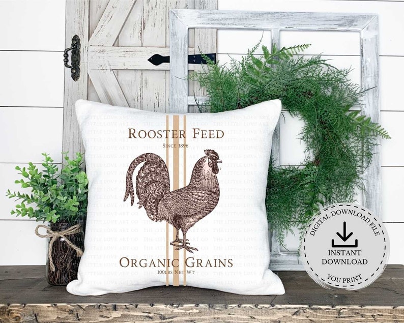 Rooster Feed Chicken Sign Design Farmhouse Decor Printable - Etsy