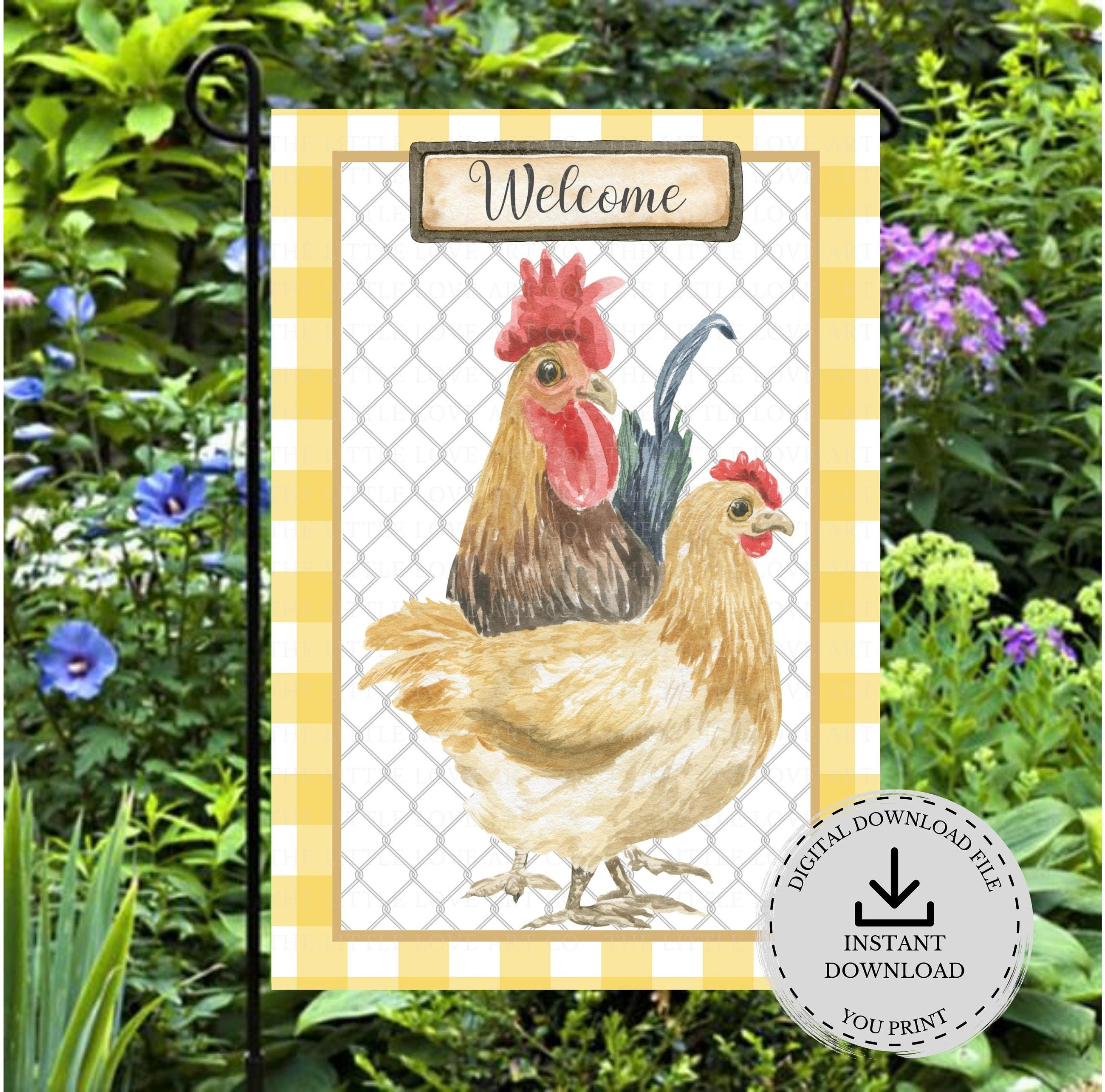 Welcome Chicken Rooster Garden Flag Chicken Yard Flag - Etsy Canada