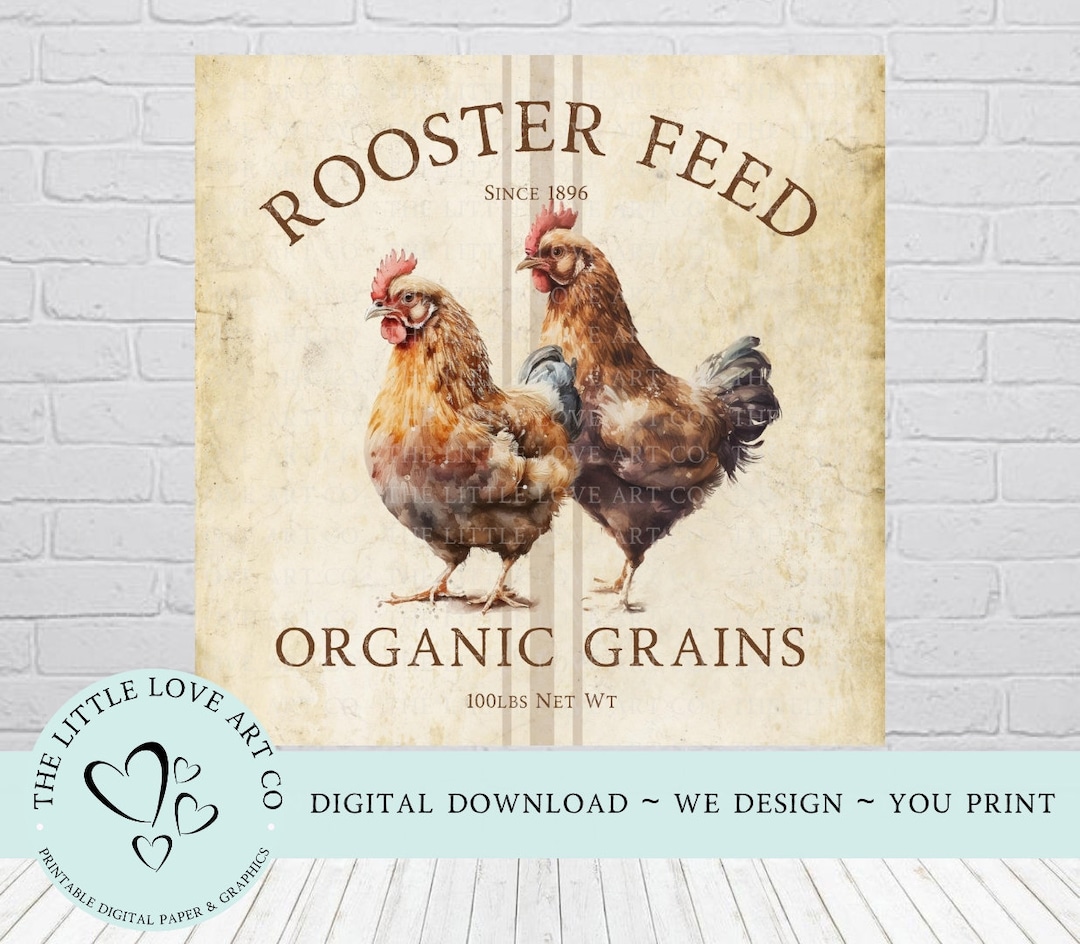 Rooster Feed Chicken Sign Design, Farmhouse Decor, Printable, PNG ...