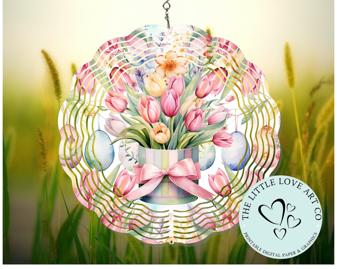 Spring Tulip Flower Wind Spinner Sublimation Design, Flower Wind ...