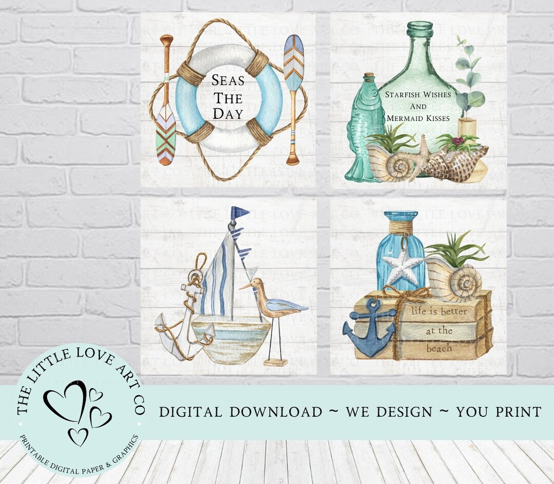 Coastal Beach Mini Tiered Tray Sign Designs, Summer Decor, Summer Mini ...