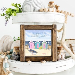 Summer Seaside Beach Design, Tiered Tray Sign, Beach Huts, Beach Scene ...