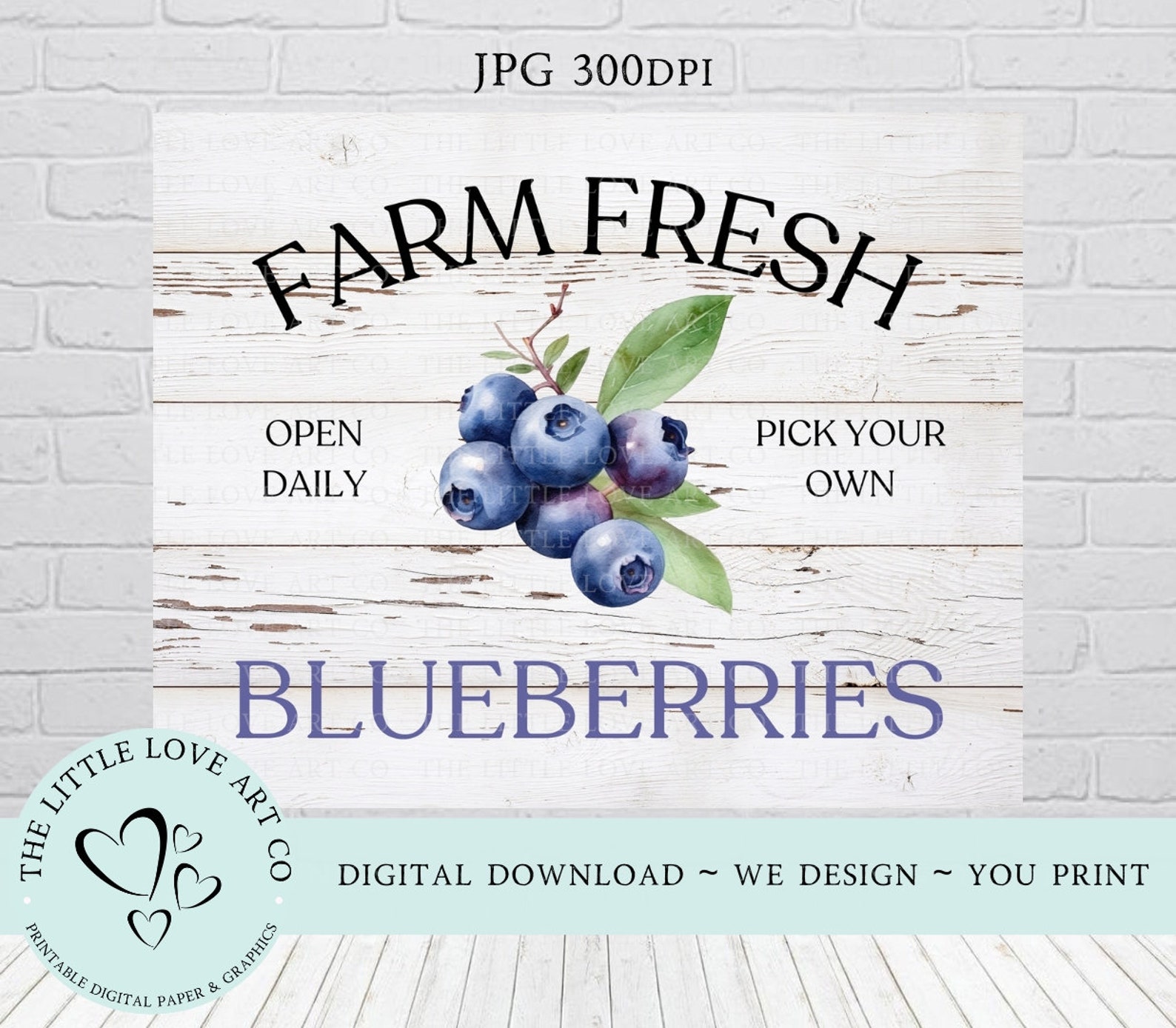 10 X 8 Farm Fresh Blueberries Wall Art Print, JPG, Blueberry Art Print ...