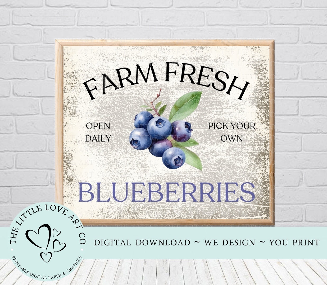 10 X 8 Farm Fresh Blueberries Wall Art Print, JPG, Blueberry Art Print ...