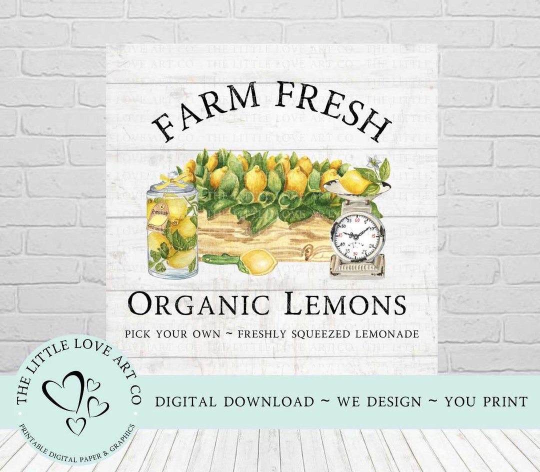 Farm Fresh Organic Lemons Design, Lemons Png, Lemonade Sign, Farmhouse ...