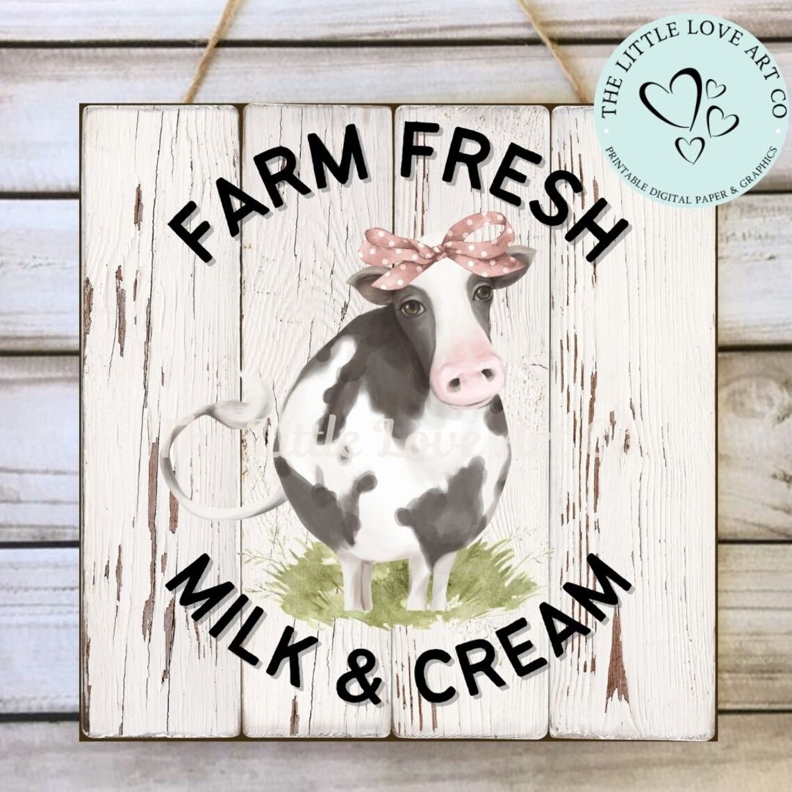 Farm Fresh Milk & Cream Cow Design farmhouse Country Decor | Etsy