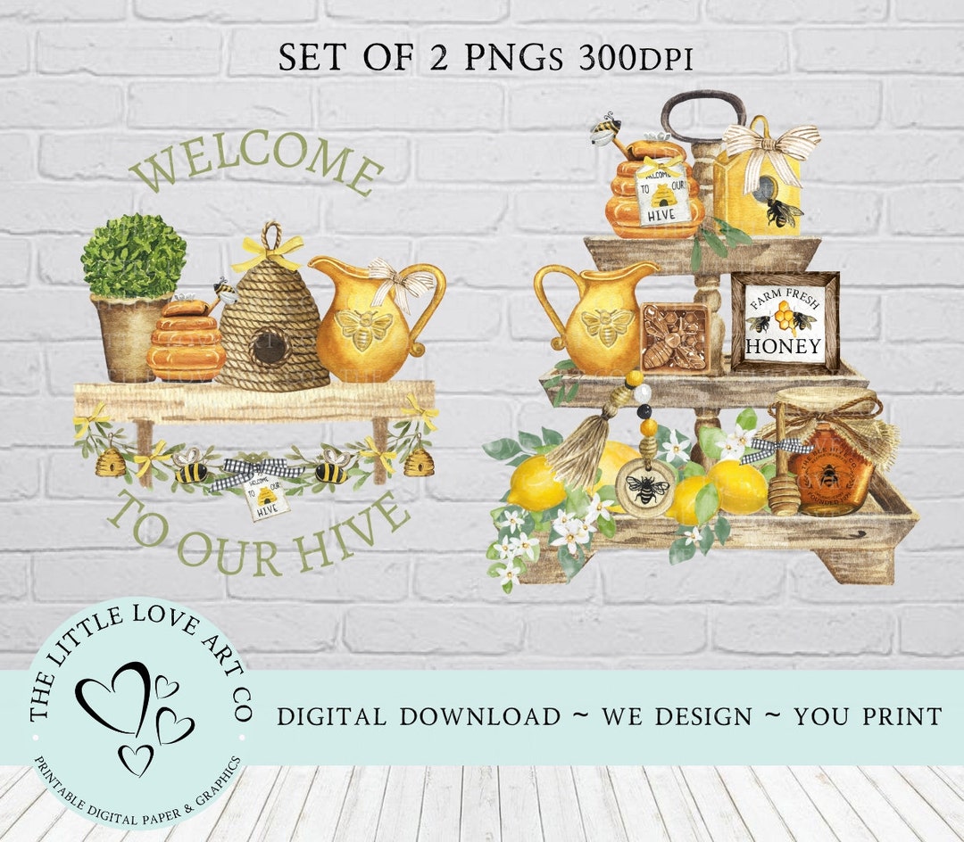 Set of 2 - Bee Hive PNG Designs, Welcome to Our Hive, Bee Hive Tiered ...