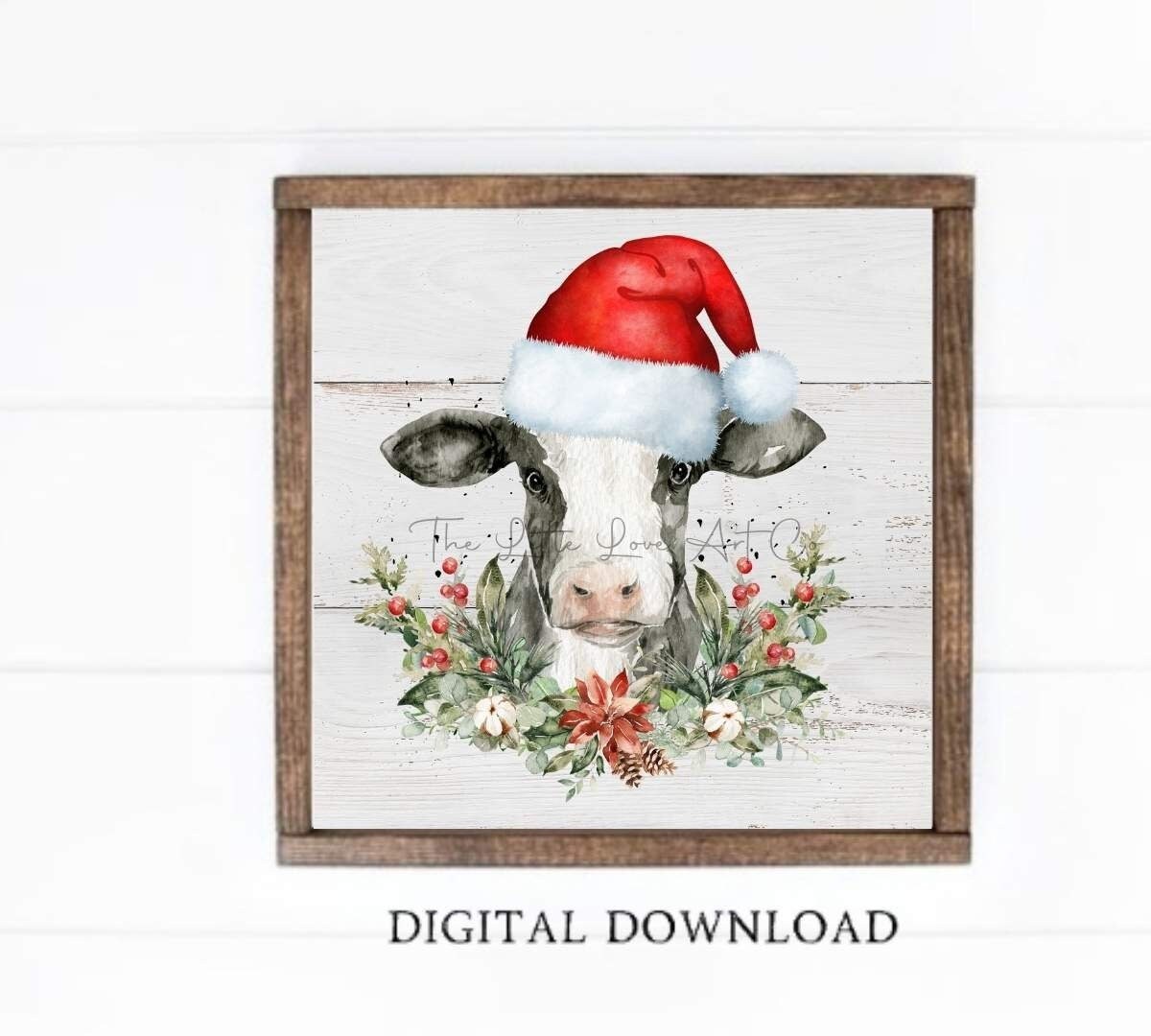 Santa Calf Design ~ Farmhouse Christmas Decor, Cow Sign, Plaque Design ...