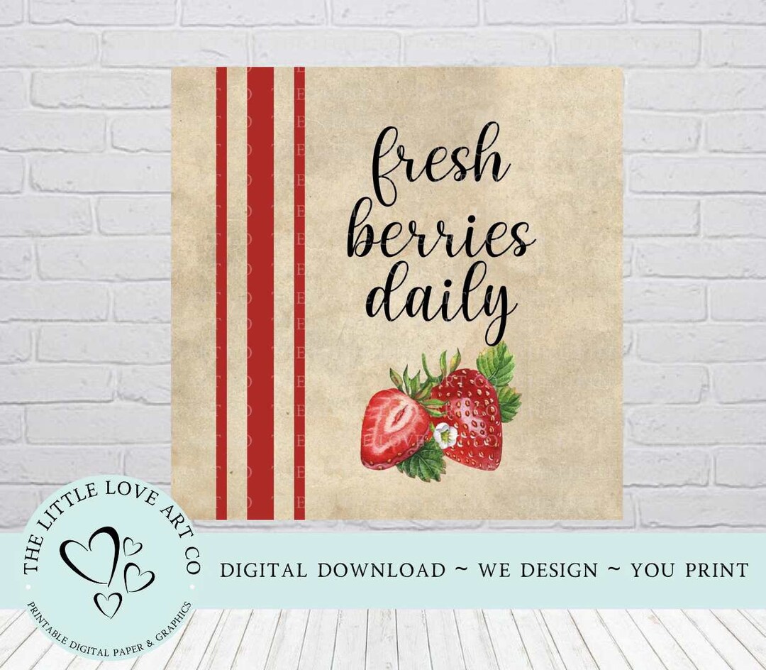 Fresh Berries Kitchen Sign Design, Fruit Home Decor, Kitchen Sign ...