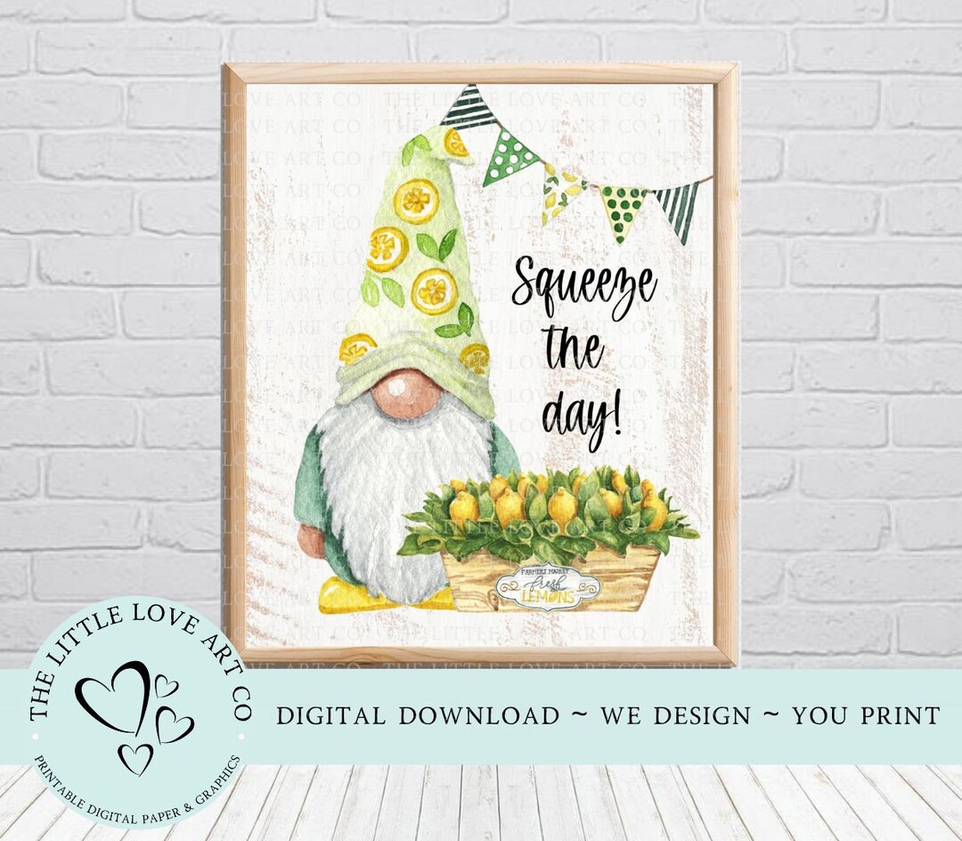 Lemon Gnome Squeeze the Day Design, Lemons Png, Lemon Gnome Kitchen ...